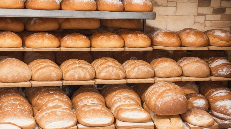 A Traditional Village Bakery with Fresh Bread Cooling on Racks Stock ...