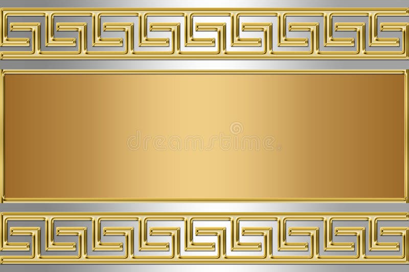 Frame with Traditional Vintage Golden Greek Ornament, Gold Pattern for ...