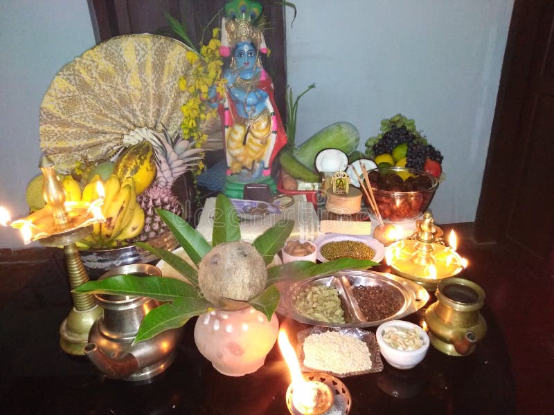 Traditional Vishukkani Kerala Stock Photo - Image of bouquet ...