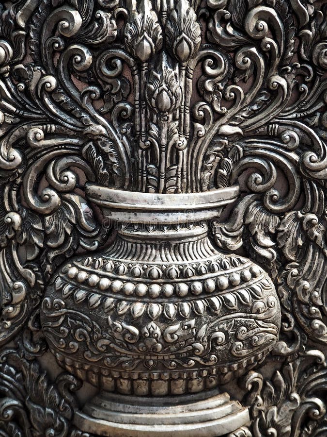 Beautiful Hand Carved Silver Panel Stock Image - Image of interior ...