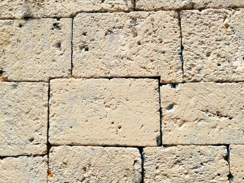 Traditional Wall in Greece Made of Beige Brick Stock Photo - Image of ...