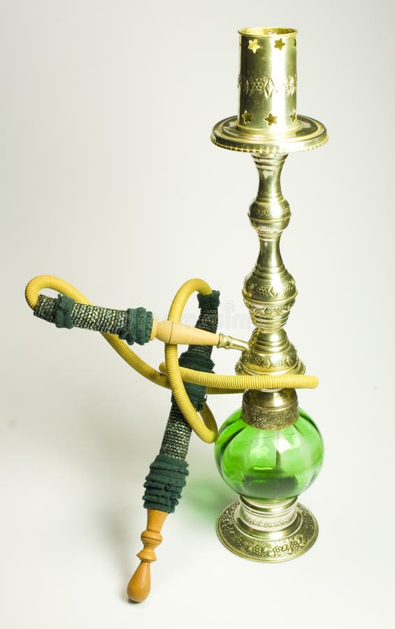 Traditional Water Pipe on White Stock Image - Image of hookah, green ...