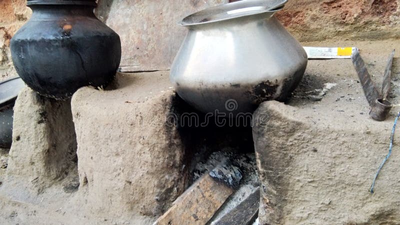Traditional Way of Cooking by Using of Fire Flame, Earthen Chulha ...