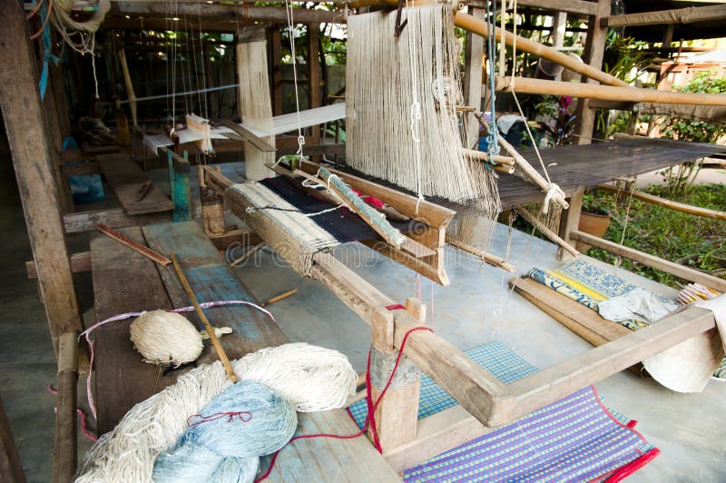 Traditional Weaving Machine Stock Photo - Image of cotton, fashion ...