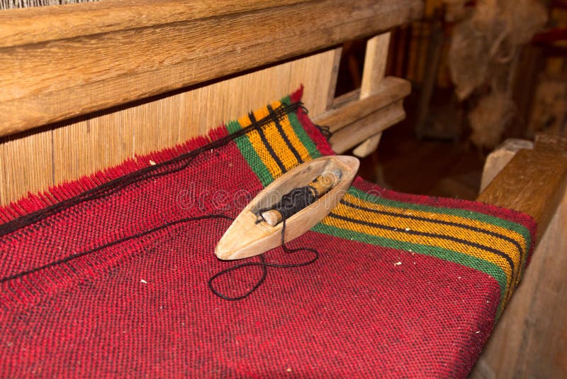 Traditional Weaving and a Shuttle on Machine Stock Photo - Image of ...