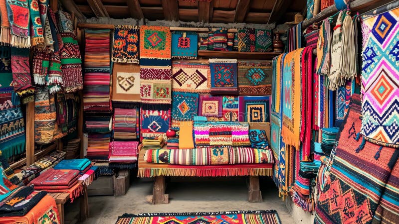 A Traditional Weaving Studio with Vibrant Textiles and Intricate ...