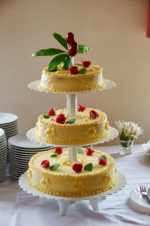 Traditional Wedding Cake Dessert Stock Photo - Image of rose, ceremony ...