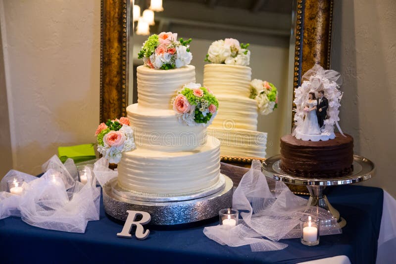 Traditional Wedding Cake at Reception Stock Image - Image of floral ...