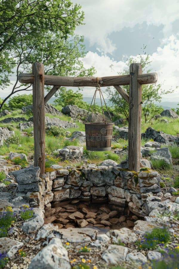 A Traditional Well with a Bucket Hanging Over it. Suitable for Various ...
