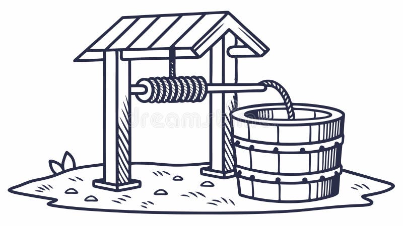 Traditional Water Well with a Wooden Structure, a Hand Crank, and a ...