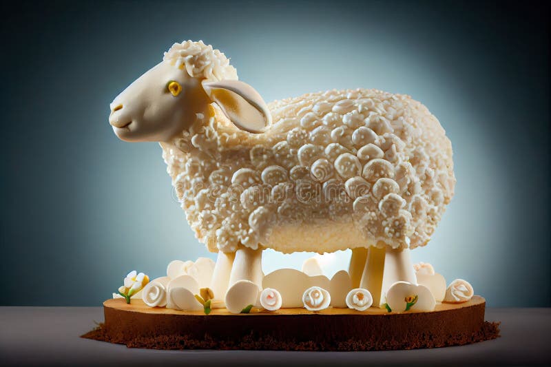 Traditional White Candy Easter Lamb Cake with Decoration in Form of ...