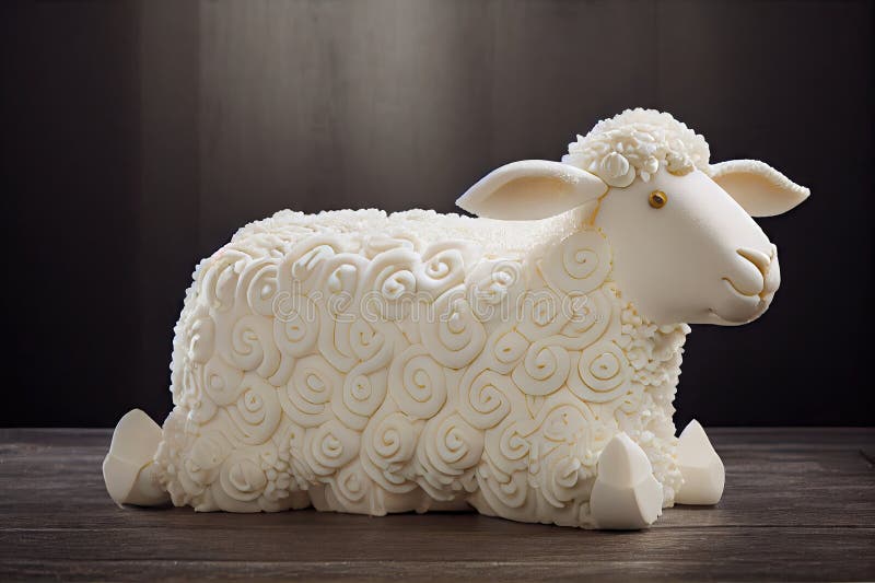 Traditional White Candy Easter Lamb Cake with Decoration in Form of ...