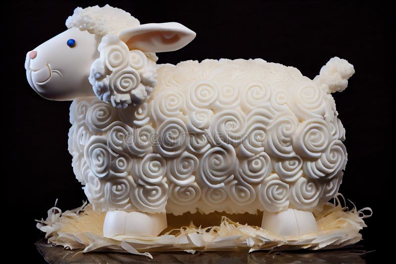 Traditional White Candy Easter Lamb Cake with Decoration in Form of ...