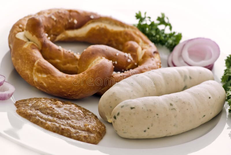 Traditional White Sausage Breakfast Stock Image - Image of onion, veal ...