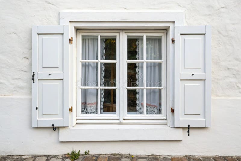 Traditional White Window Isolated on White Background Stock ...
