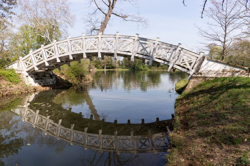 Traditional White Wooden Footbridge Stock Photo - Image of scenic ...