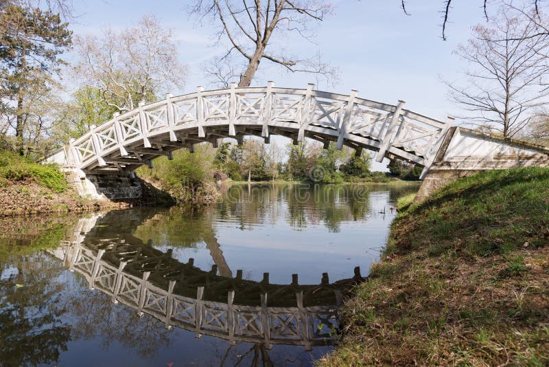 Traditional White Wooden Footbridge Stock Image - Image of outside ...