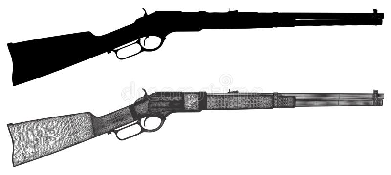 Traditional Wild West Rifle Line Drawing on White Stock Vector ...