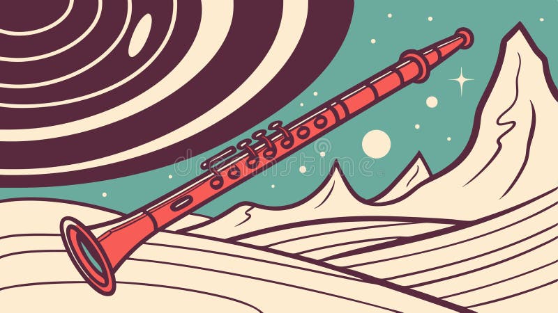 Traditional Wind Instrument on Mountain Landscape, Vector Design ...