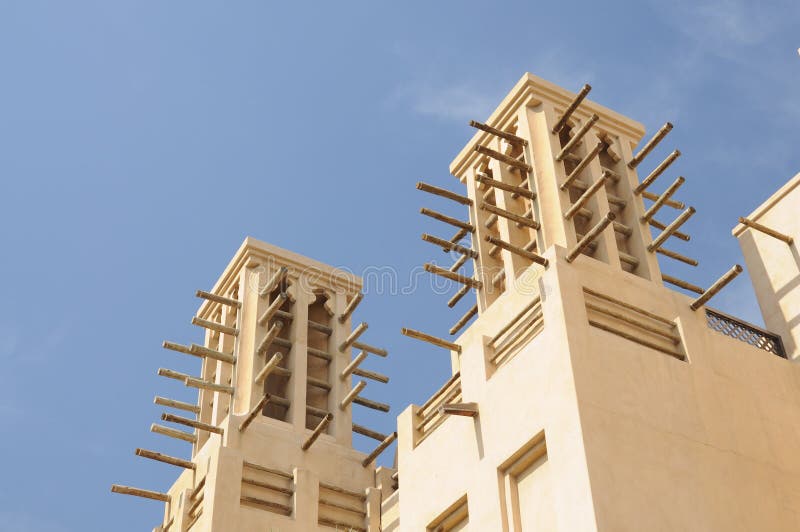 Traditional Wind Towers in Dubai Stock Photo - Image of windcatcher ...