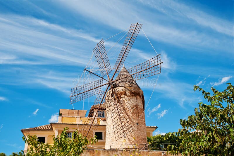 Old Windmill, Majorca, Spain Stock Photo - Image of history ...