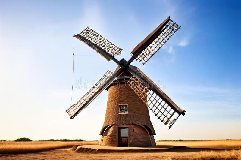 Traditional Windmill a Classic Windmill with Rotating Sails a Co Stock ...