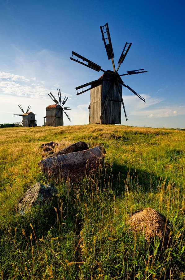 A Traditional Windmill on the Countryside at Sunset Stock Photo - Image ...