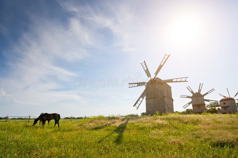 Traditional Windmill on the Countryside Stock Photo - Image of idyllic ...