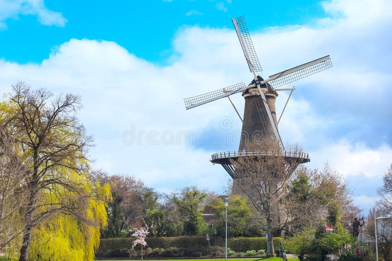 Traditional Windmill De Valk in Leiden the Netherlands Stock Image ...