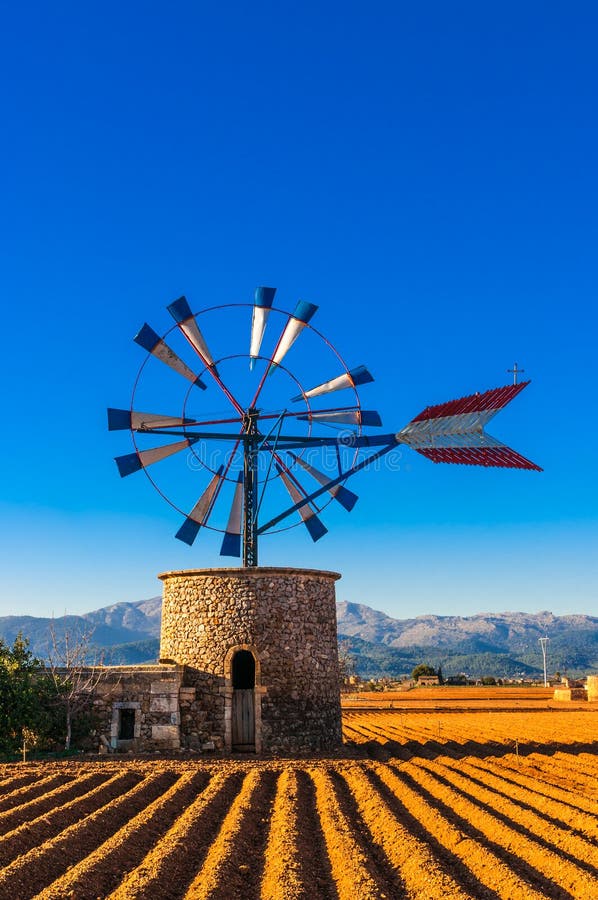 Traditional Windmill on Majorca Stock Photo - Image of mediterranean ...