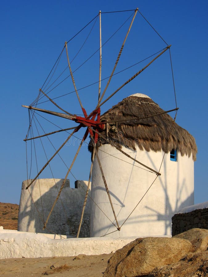 Traditional Windmill Mykonos Greece Stock Photo - Image of tourist ...