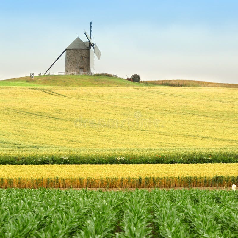 The Traditional Windmill on Top of Hill Stock Image - Image of rustic ...