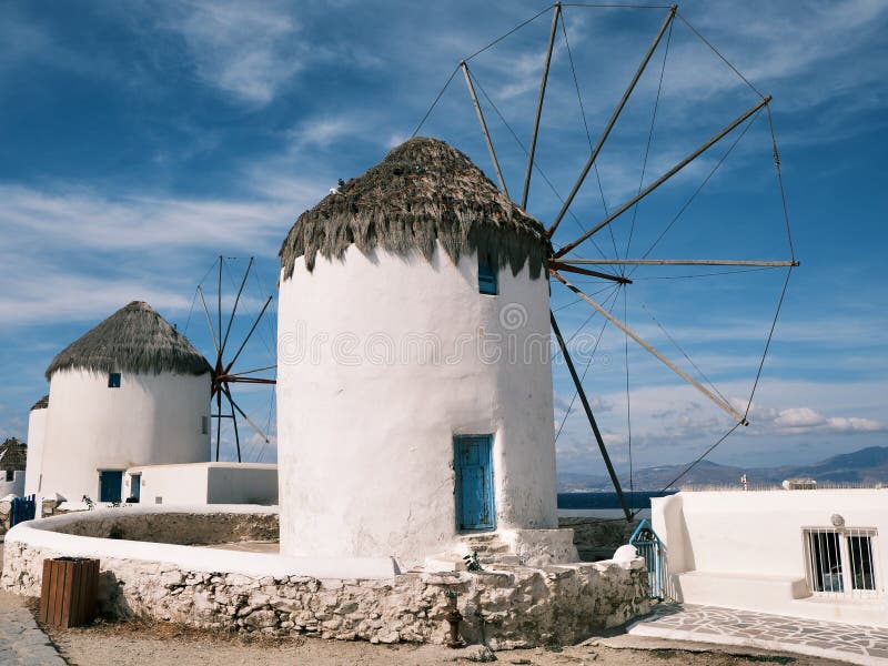 Classic Windmills on the Greek Island of Mykonos Stock Photo - Image of ...