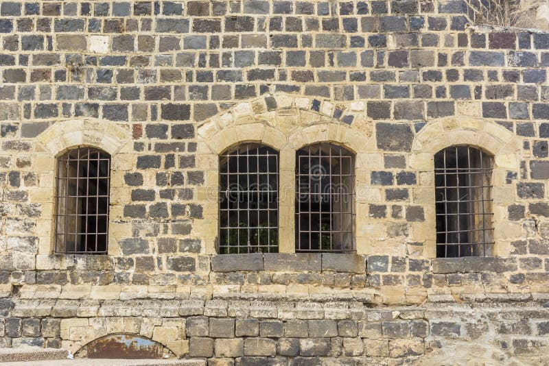 Basalt Stone Brick Traditional Wall Stock Image - Image of tiberius ...