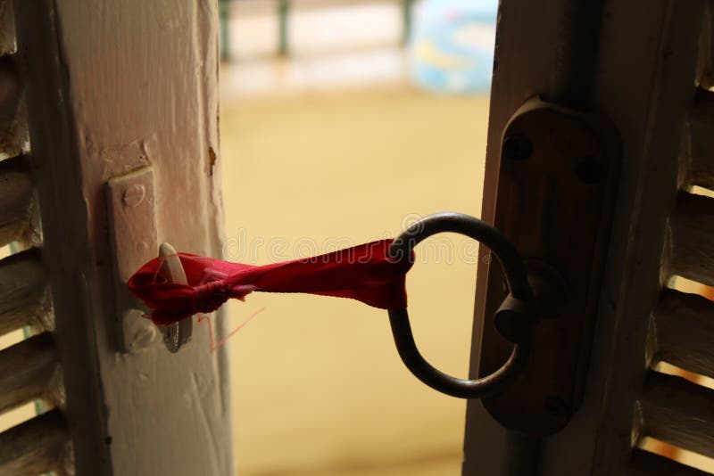 Traditional Window and Red Ribbon Stock Image - Image of america ...