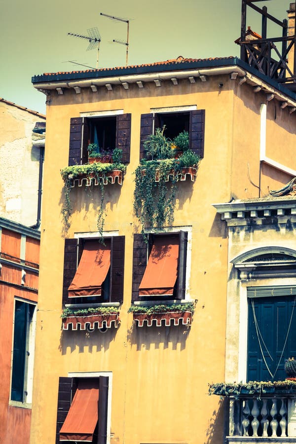 Traditional Window of Typical Old Venice Building Stock Photo - Image ...
