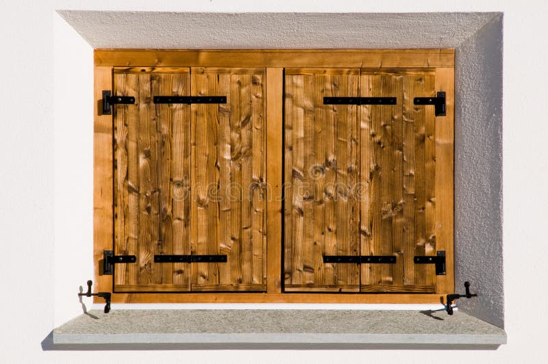 Traditional Window with Wooden Shutters Stock Image - Image of window ...
