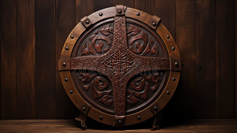 Traditional wood shield stock illustration. Illustration of rustic ...