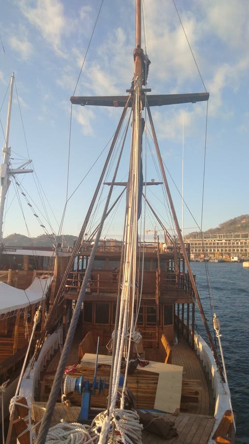 Traditional wood ship stock image. Image of brigantine - 202955635