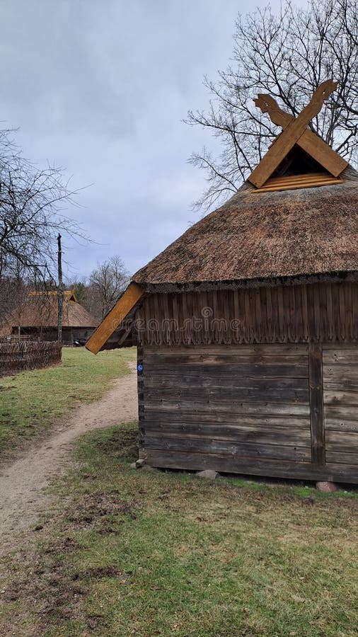 Traditional Wooden Architecture of Curonian Spit, Lithuania Stock Image ...