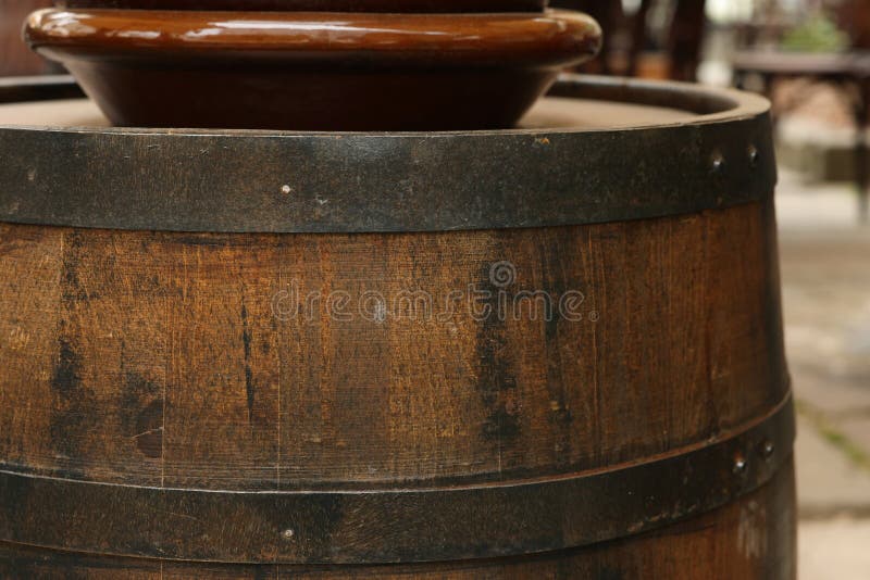 Traditional Wooden Barrel Outdoors, Closeup. Wine Making Stock Image ...