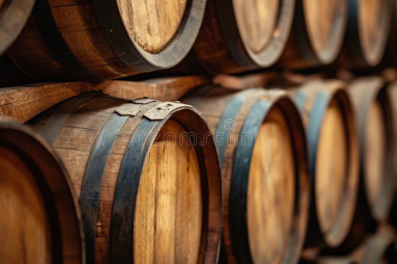 Traditional Wooden Barrels in Vintage Wine Cellar Stock Image - Image ...