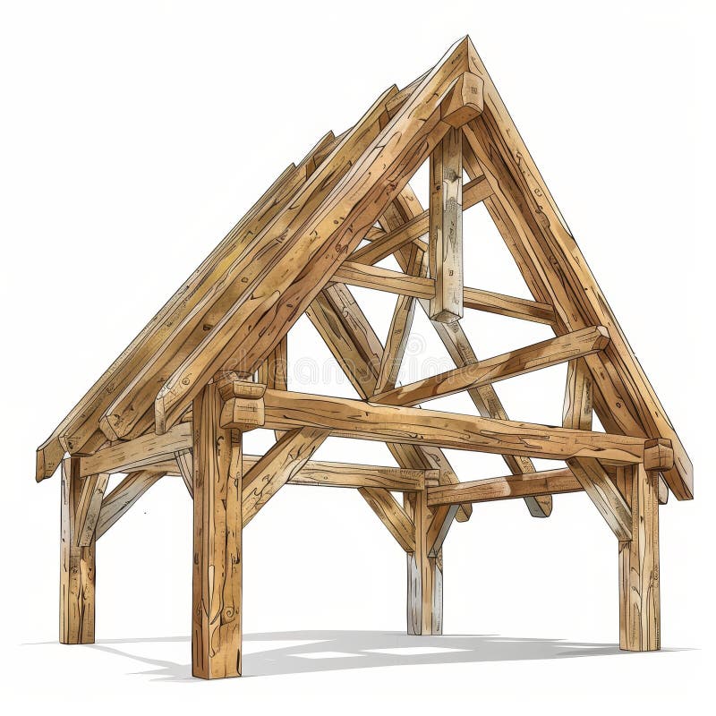 Traditional Wooden Frame Featuring Truss, Sturdy Posts, and Solid ...