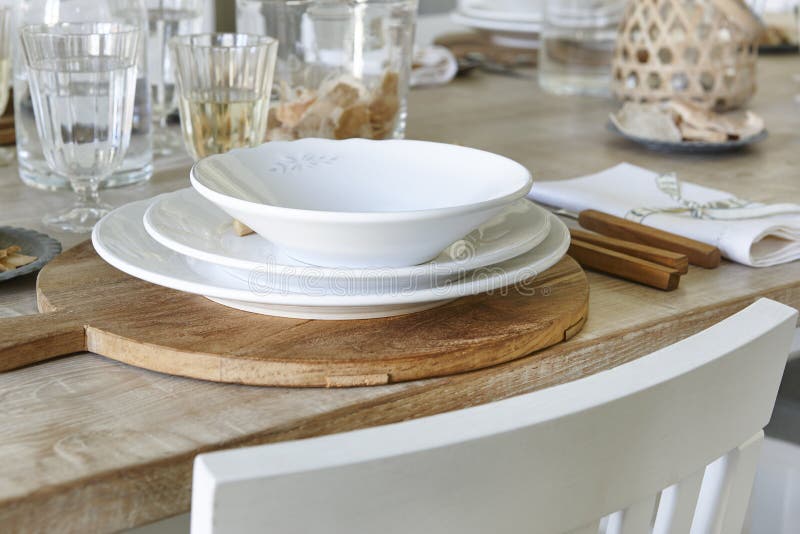 Traditional Wooden Table Set Decoration Ready To Use. Stock Image ...