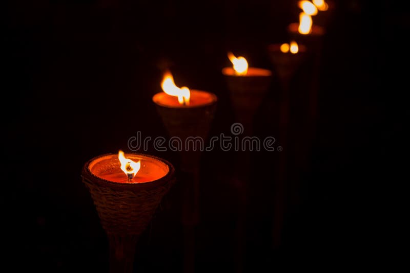 Traditional Wooden Torch Flame Stock Photo - Image of black, lantern ...