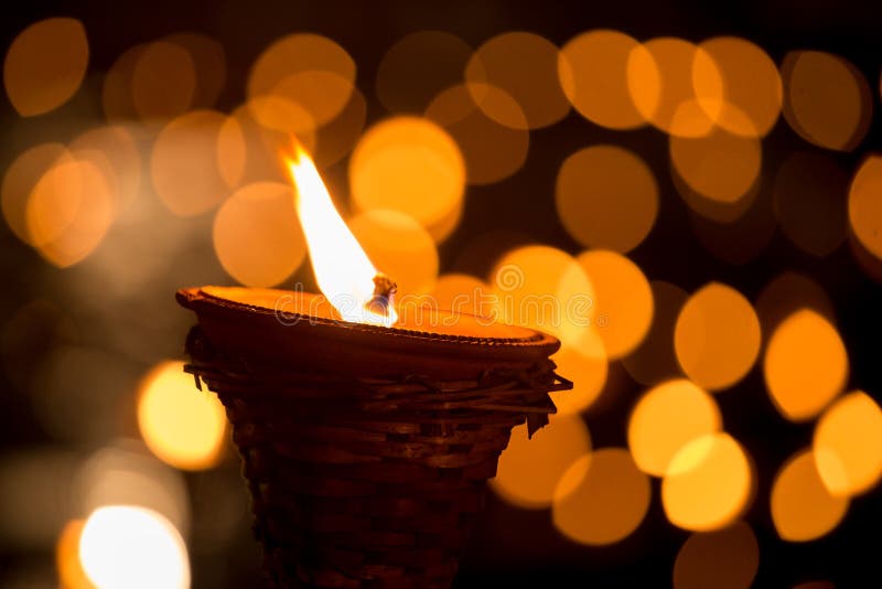 Traditional Wooden Torch Flame at Night Stock Image - Image of element ...