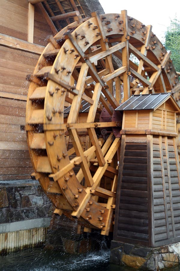 Traditional Wooden Water Wheel Stock Photo - Image of blur, nature ...