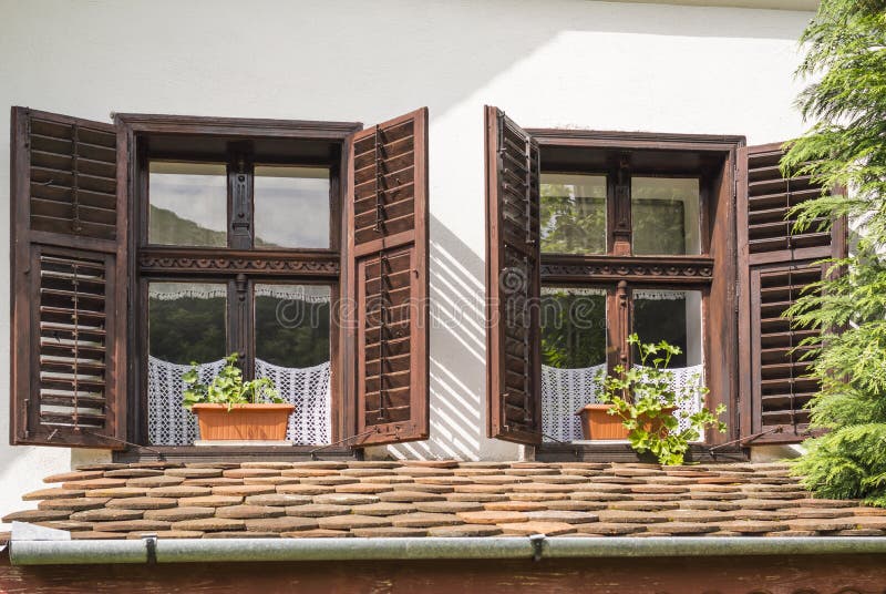 Traditional wooden windows stock photo. Image of structure - 31325718
