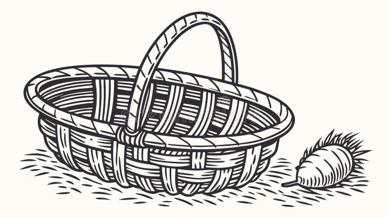 Traditional Woven Empty Picnic Basket Vector Illustration, Vector Design Generative AI Stock ...