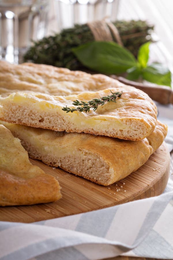 Traditional Yeast Flatbread with Potato Stock Photo - Image of baked ...